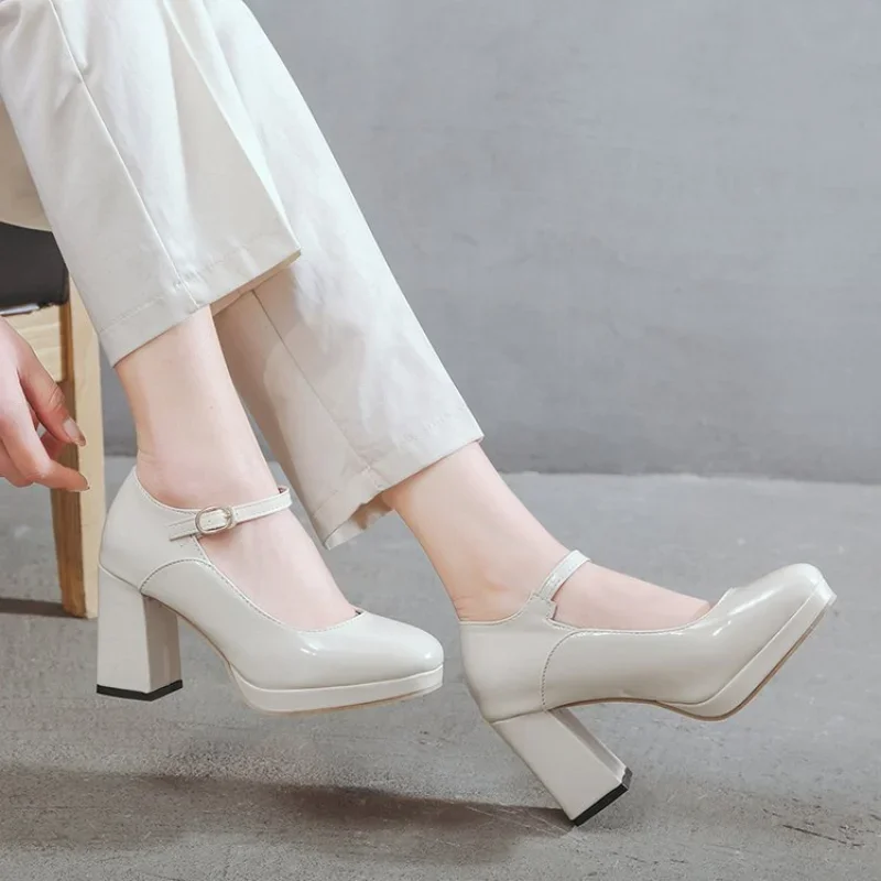 Woman-2024-Pumps-Square-High-Heels-Platform-Heel-for-Women-Summer-Mary ...