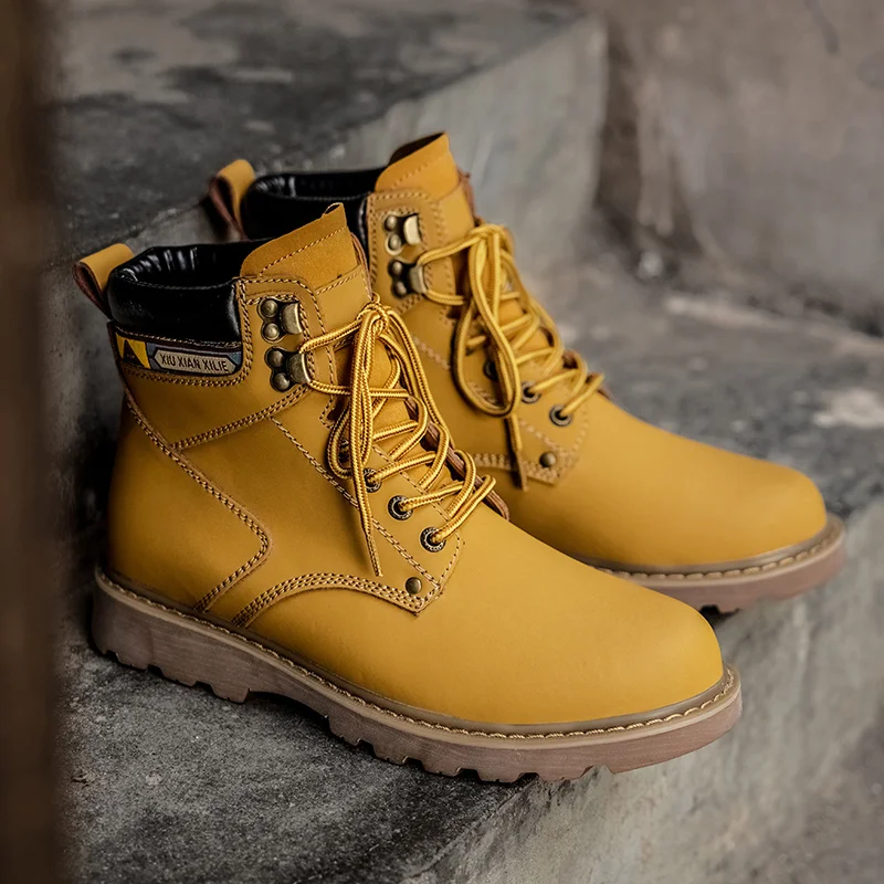 Men-s-Autumn-Winter-Ankle-Snow-Yellow-Brown-Boots-With-Fur-Genuine ...