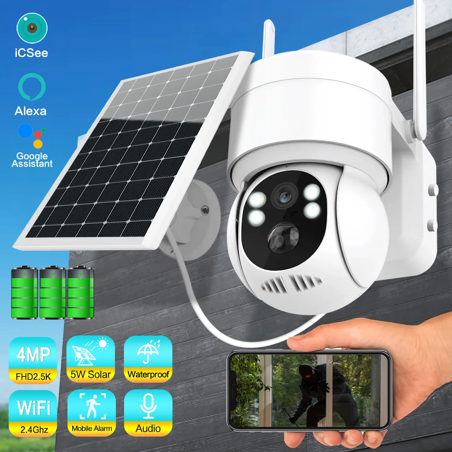 4PM Rotate 360 Degree View HD WiFi Camera Built-in Battery Video ...