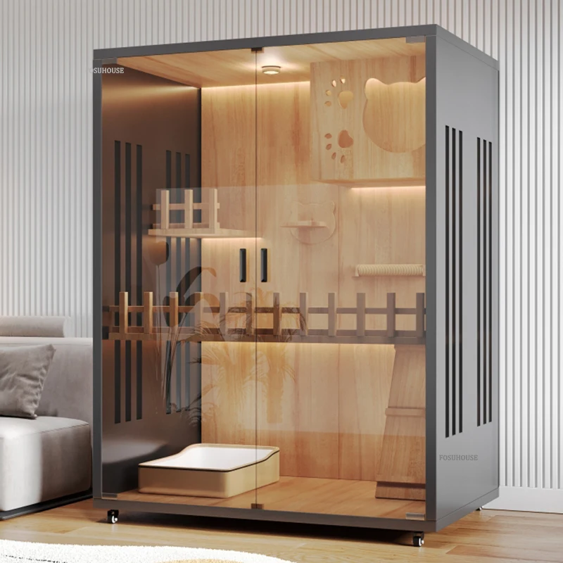 Gaiolas-de-madeira-maci-a-minimalistas-para-casa-Indoor-Cat-House ...