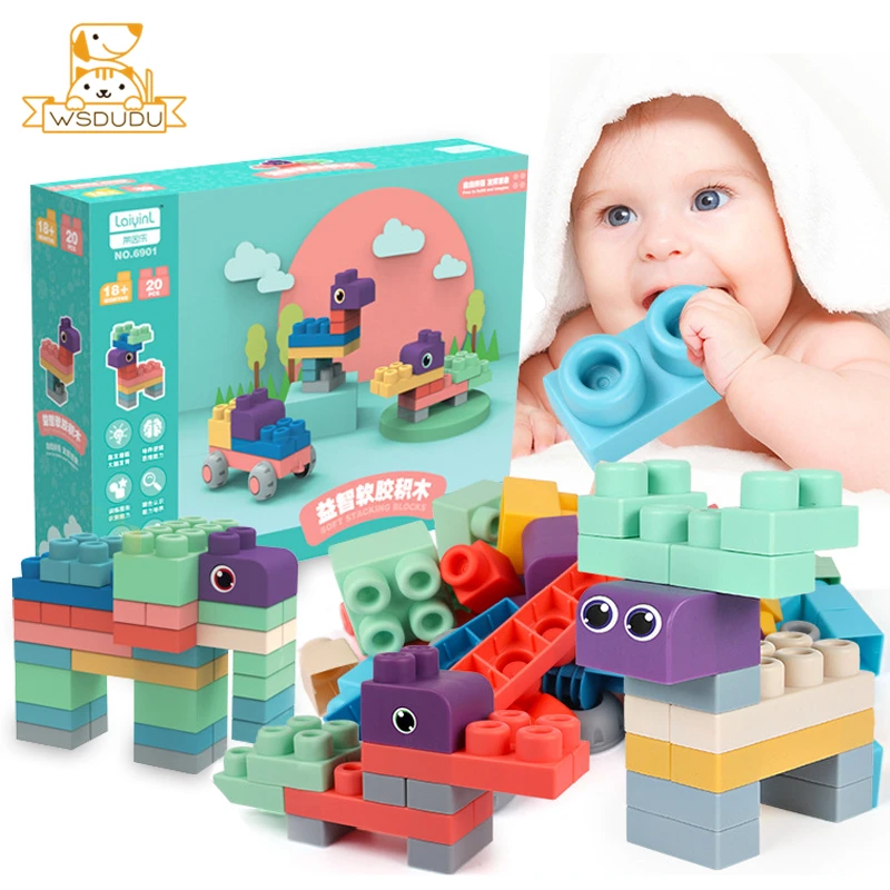 Big Soft Building Blocks PE Rubber DIY Safe Stacking Bricks Educational ...