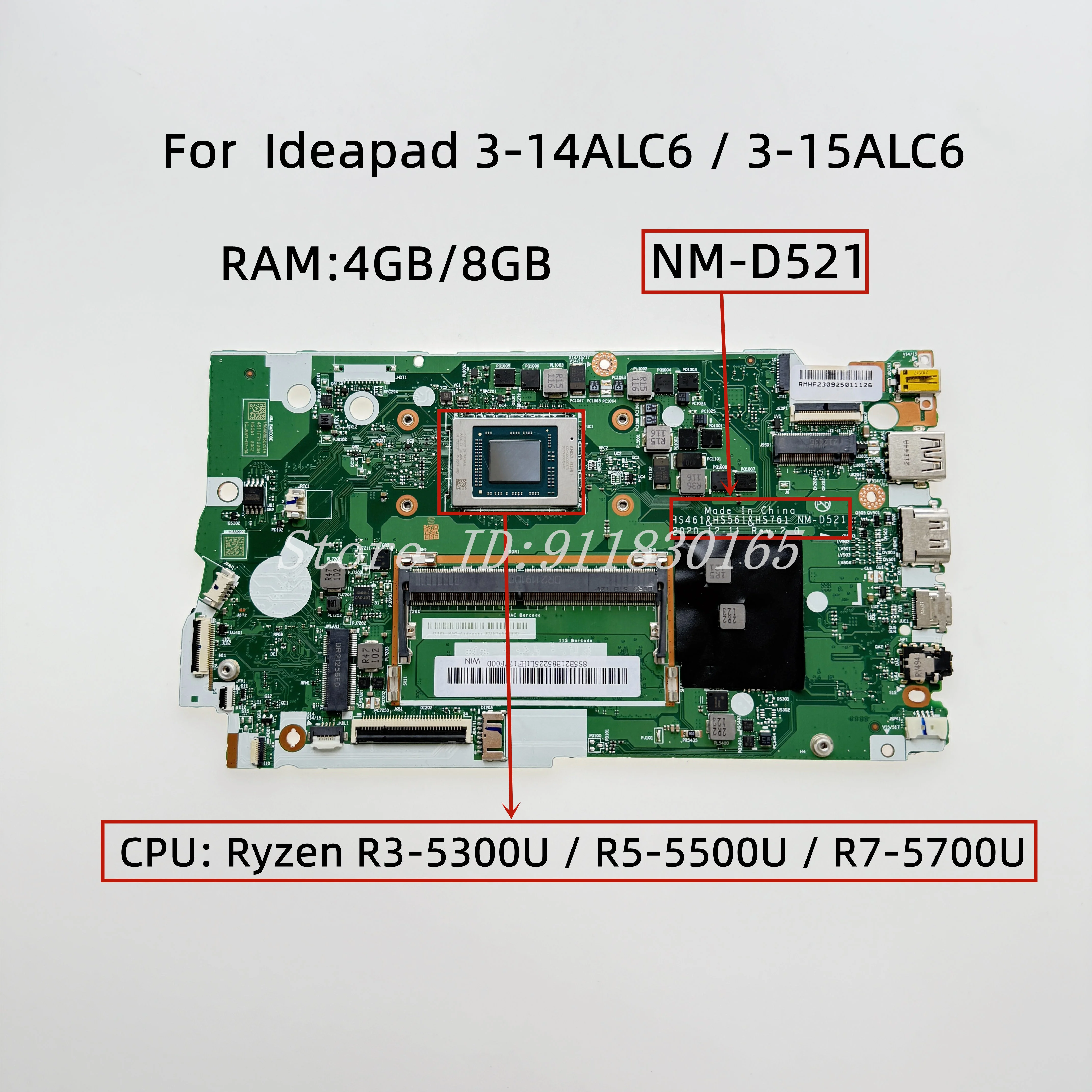 NM-D521 para Lenovo Ideapad 3-14ALC6 3-15ALC6 placa base para ordenador ...