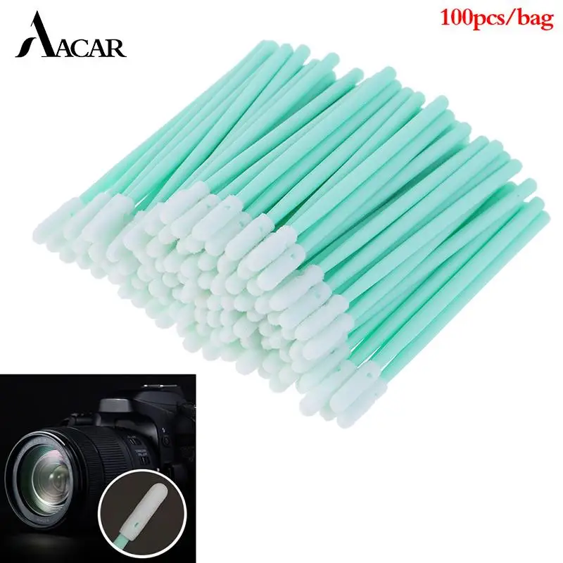 산업용 먼지 없는 정화 면봉, 스폰지 면봉, 녹색 PP 손잡이 닦기 스틱, 카메라 렌즈 청소 가능, 836D, 100 개