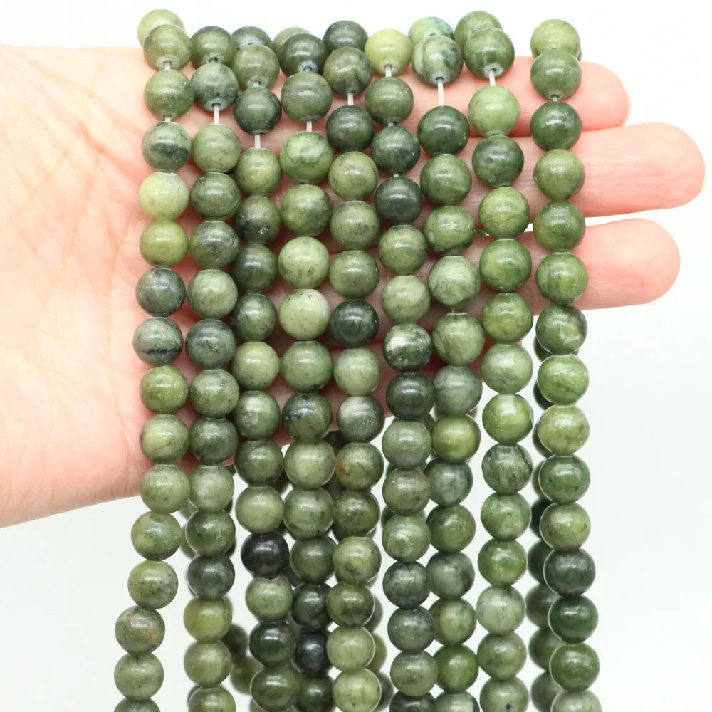 Natural Stone Loose Beads 4 6 8 10mm Green Southern Jade Round Charms ...