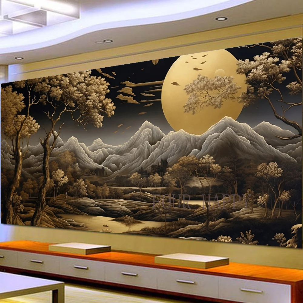 5D-DIY-Large-Diamond-Painting-Cross-Fantasy-Landscape-Moon-Mountain ...