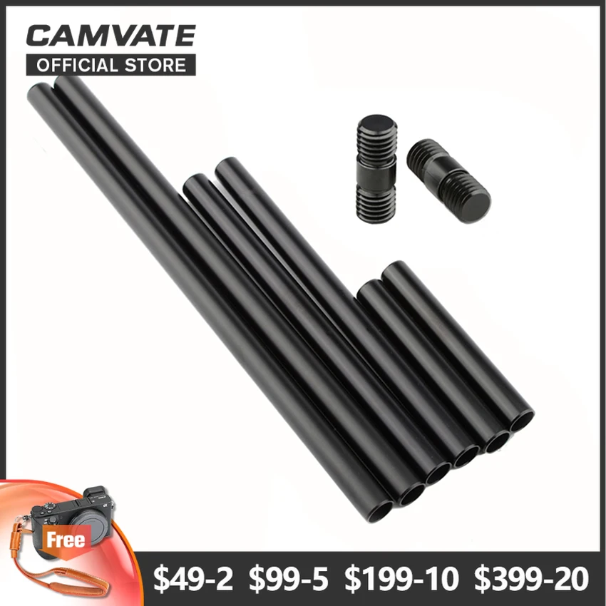 CAMVATE Aluminum 15mm Rods Set 100mm/200mm/300mm Long With Extendable ...