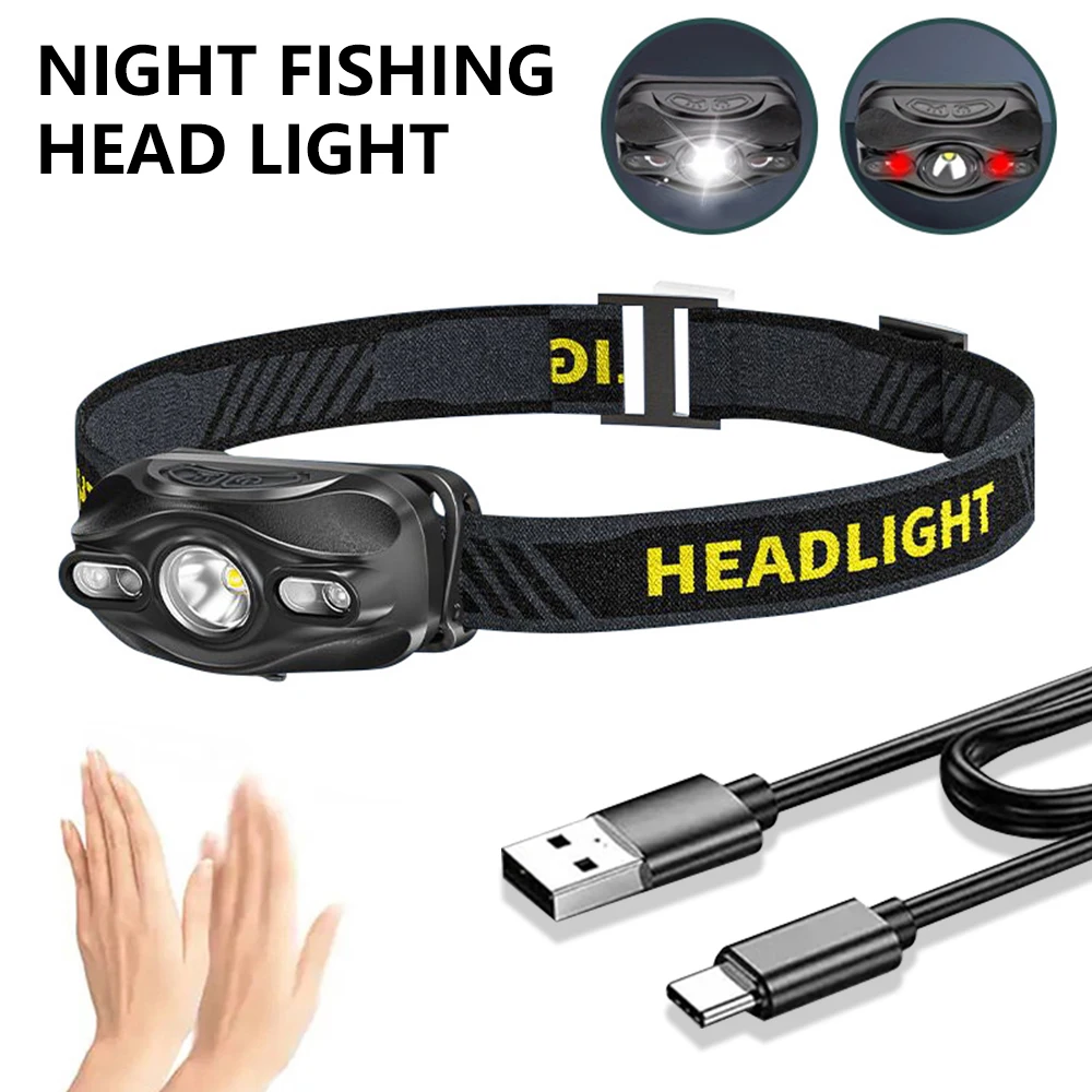 Head-Led-Light-Sensor-HeadLight-USB-Rechargeable-Head-Torch-Light-Front ...