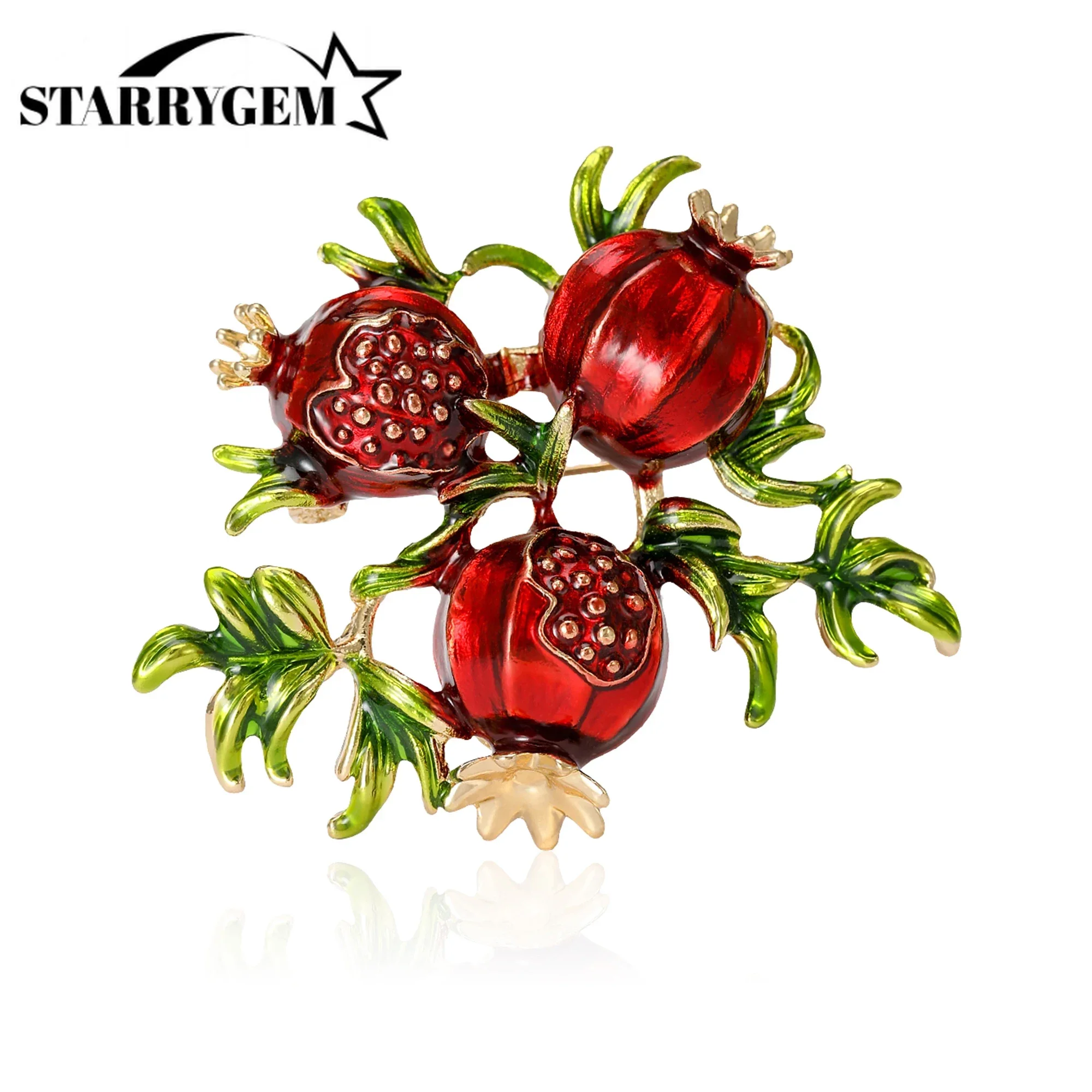 Enamel-Pomegranate-Brooch-for-Women-Unisex-Botanical-Pomegranate-Flower ...