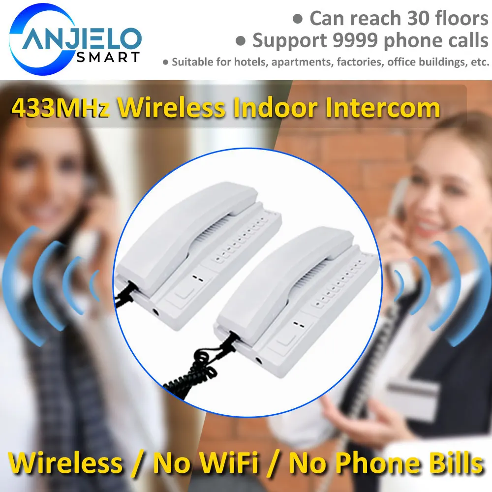 433MHz-Wireless-Audio-Intercom-Phone-Indoor-Unit-Non-visual-Interphone ...