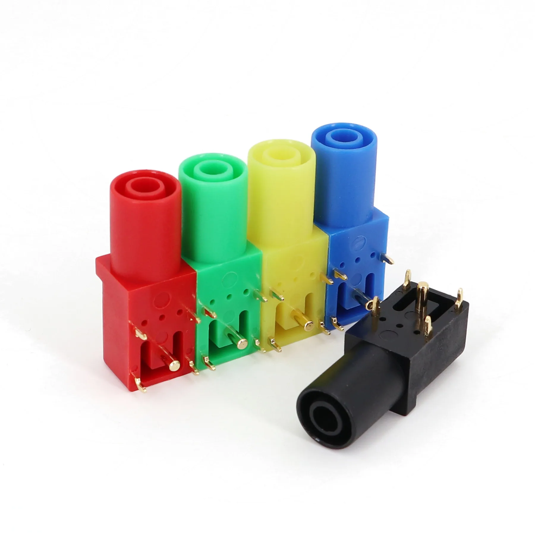 5Pcs-Gold-Plated-Safety-Insulated-4mm-Banana-Female-Socket-Right-Angle ...