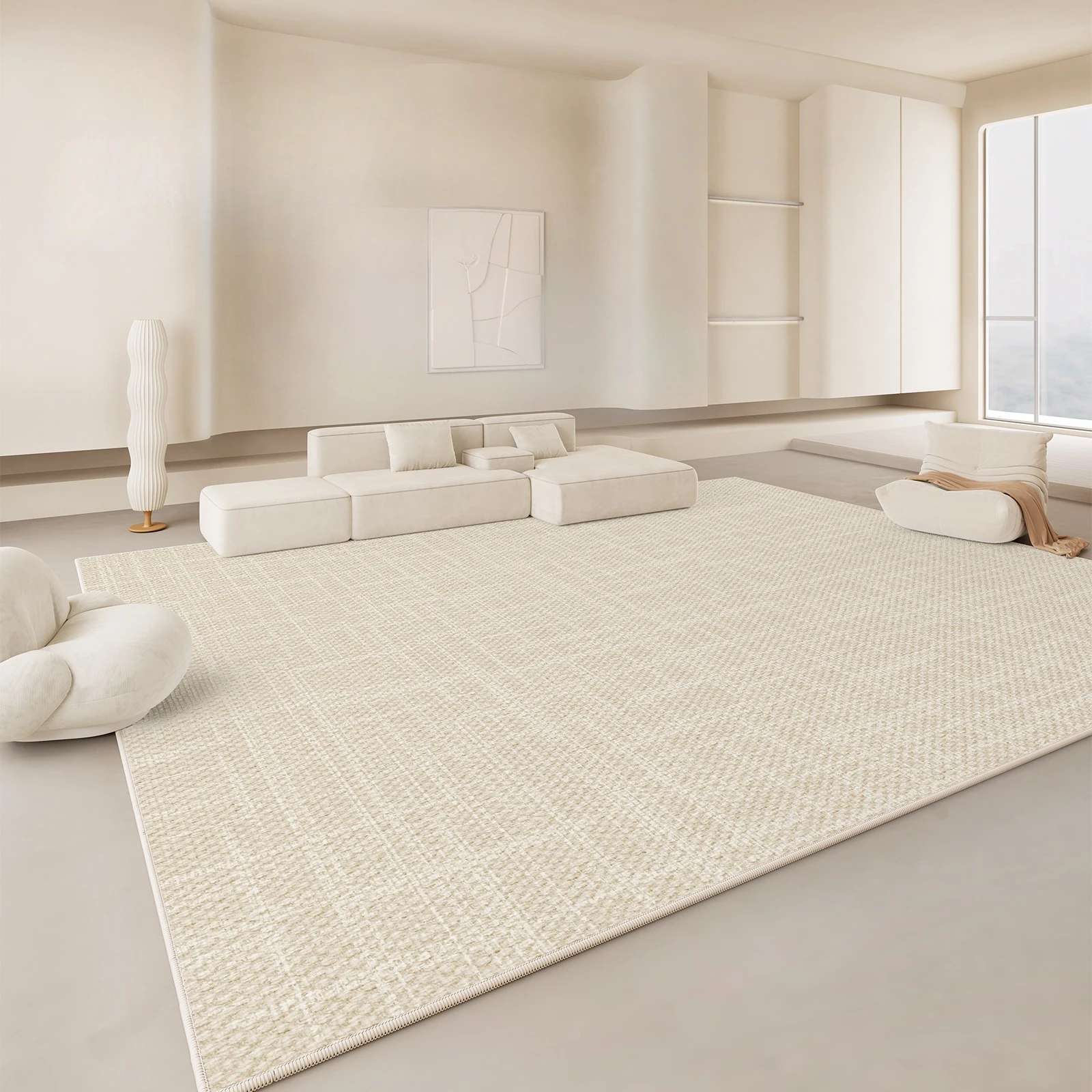 Minimalist-Beige-Striped-Large-Carpets-Artistic-Luxurious-Bedroom-Easy ...