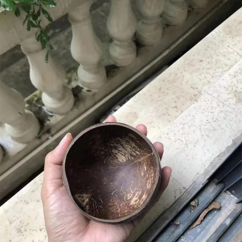 Tableware-Coconut-Bowl-Spoon-Set-12-15cm-Handmade-Wooden-Fruit-Salad ...