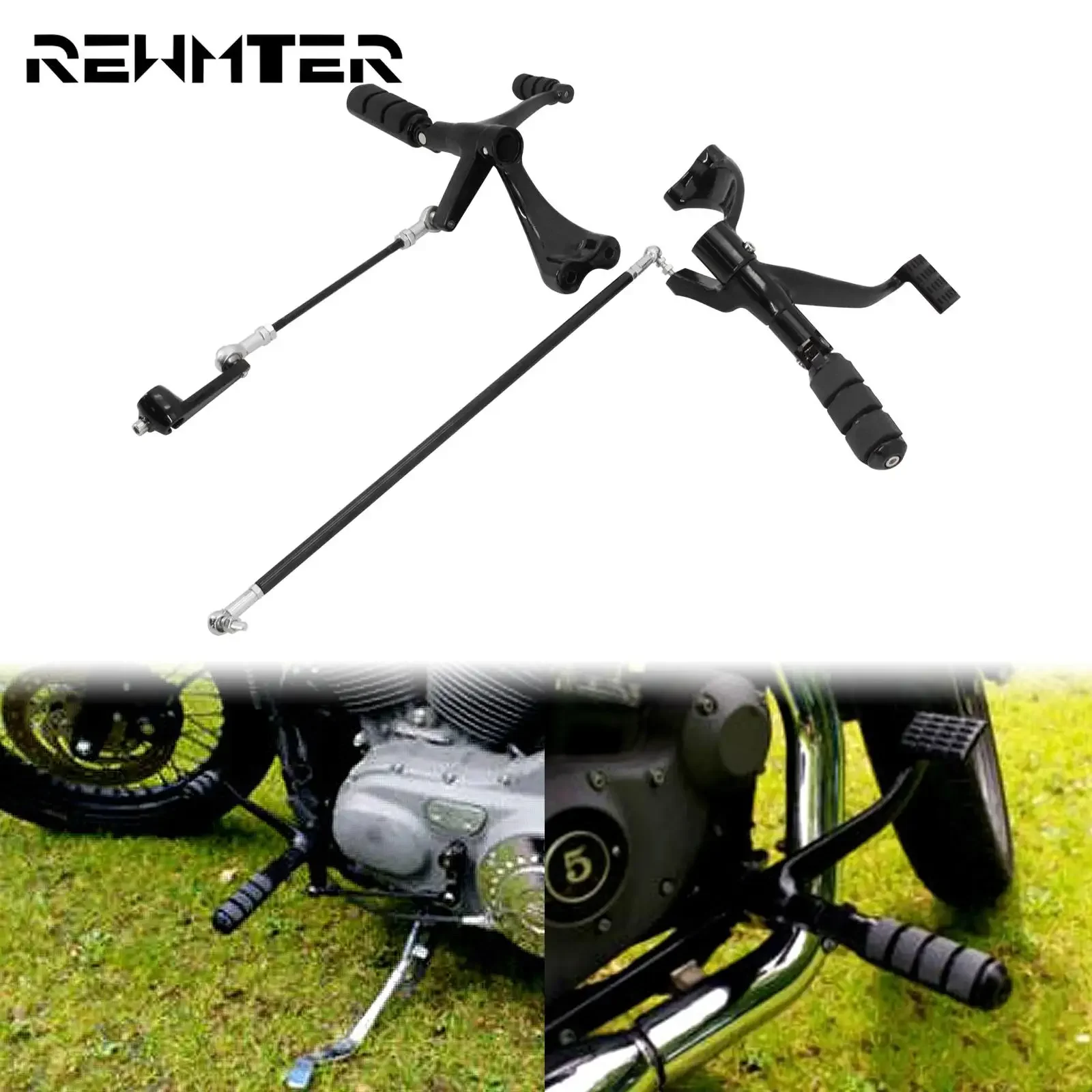 Motorcycle-Forward-Controls-Complete-Kit-Pegs-Levers-Linkages-Black-For ...
