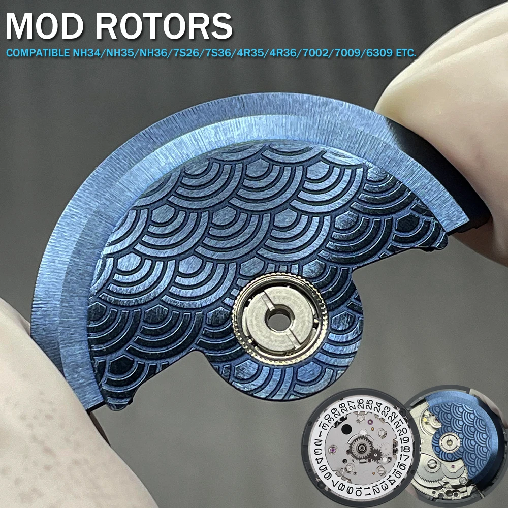 Modified-Japan-NH-Series-Movement-Rotors-Blue-Great-Wave-Oscillating ...