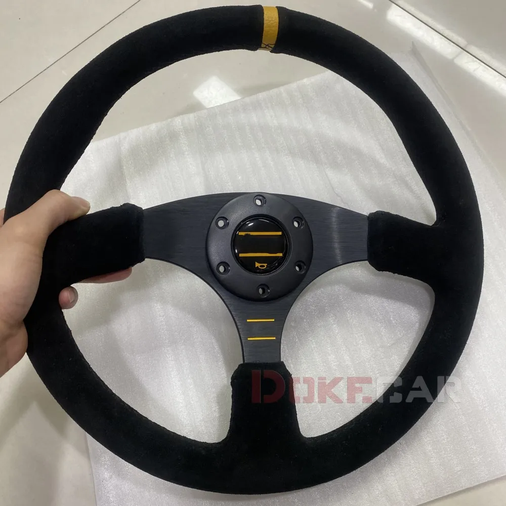 modified-racing-14-350mm-Flat-bracket-flat-drift-steering-wheel-Suede ...