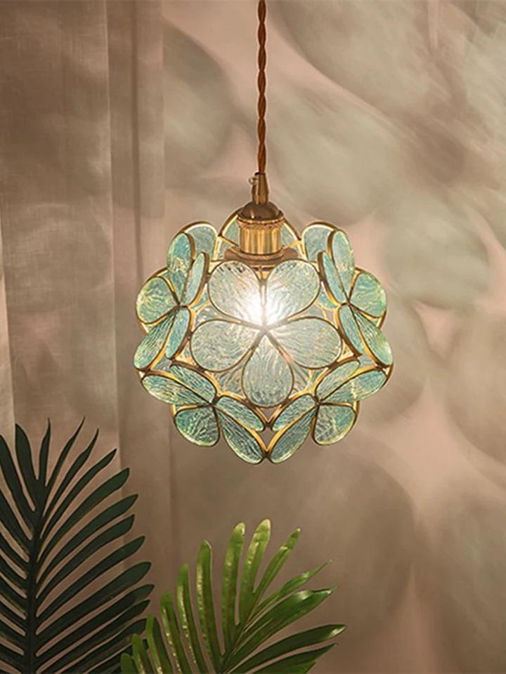 Flower Ceiling Light Vintage Glass Flower Pendant Light - Mid-Century ...