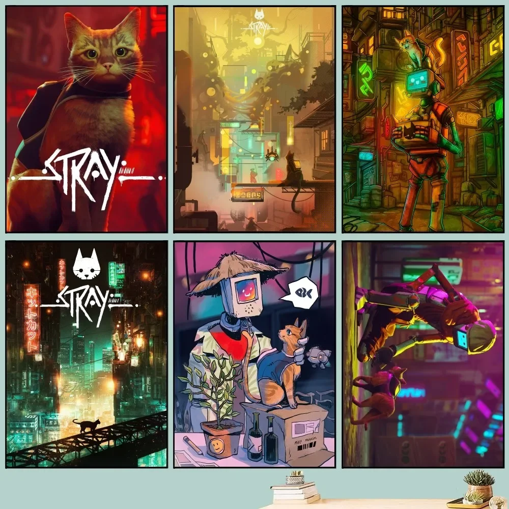 Game-Stray-Poster-DIY-Vintage-Movie-Poster-Wall-Art-Painting-Study ...