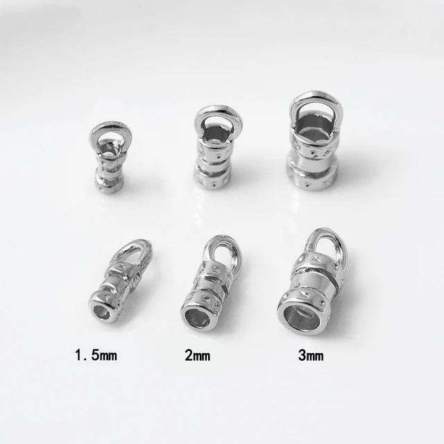 20Pcs Brass 18K Gold Plated Crimp End Caps with Loop Cord Tube Barrel ...