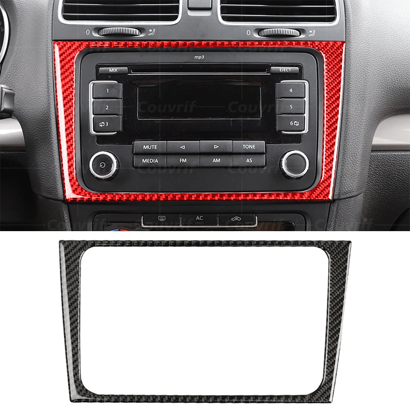 Carbon Fiber Central Control CD Volume Menu Panel Decorative Stickers ...