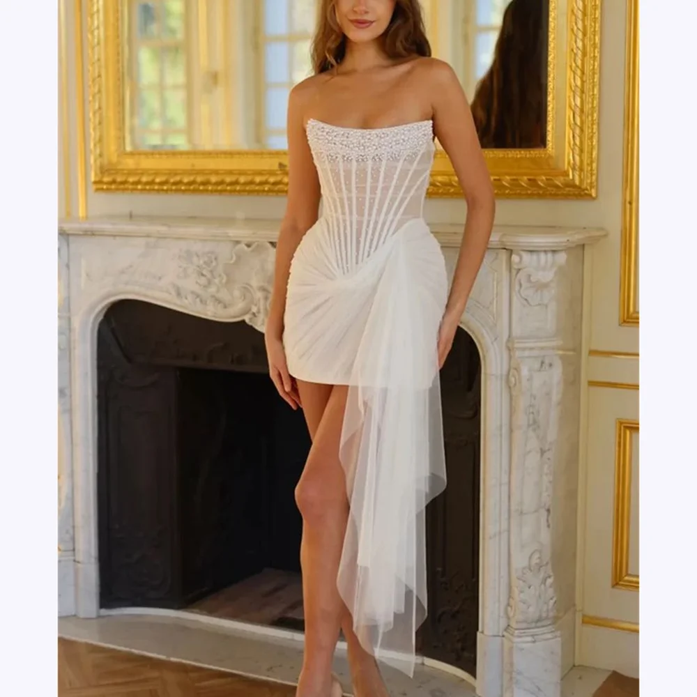 Glamorous Prom Dresses For Women Strapless Mermaid Sleeveless Mini ...