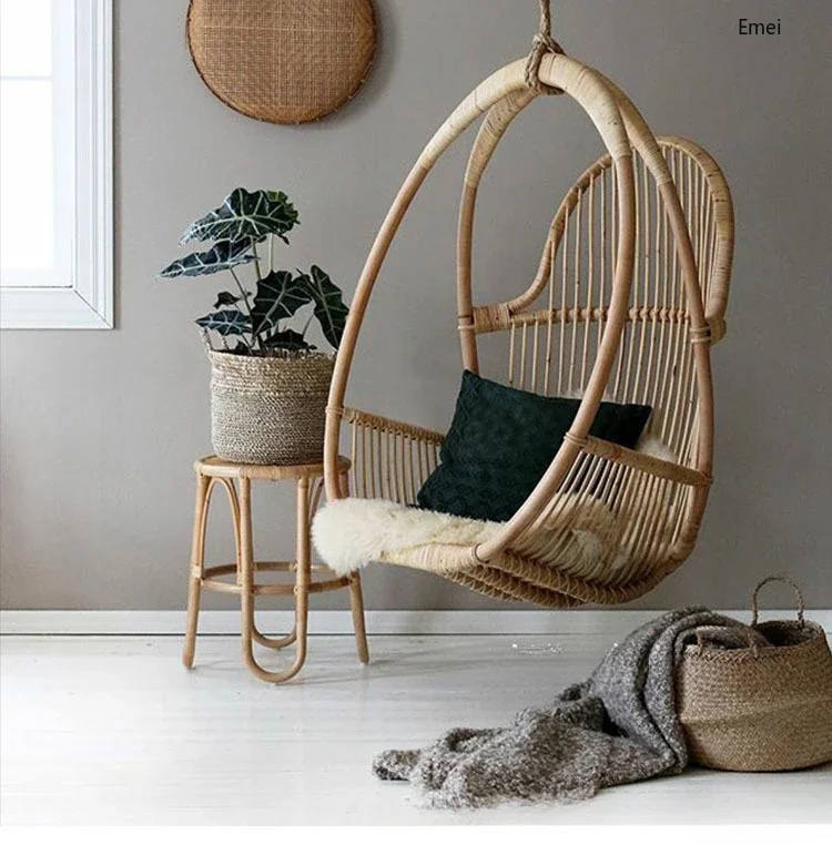 Retro Design Simple Hanging Rocking Chair Glider Swing Adult Rattan ...