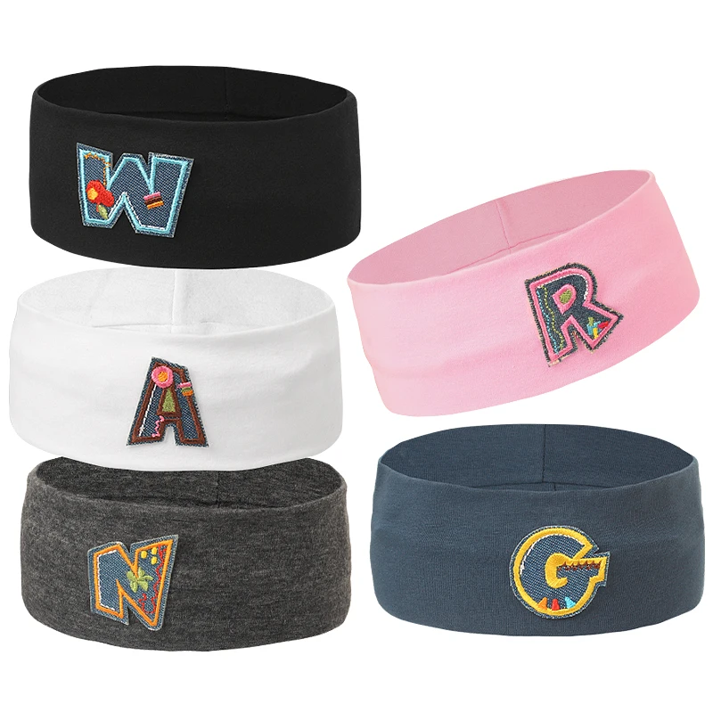 Children-Custom-Letters-Headband-Cute-Candy-Color-Turban-Flat-Cotton ...