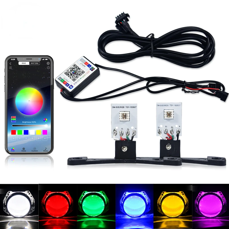 Car Led Devil Eye LED Bluetooth-compatible APP RGB Demon Evil Eyes DRL ...