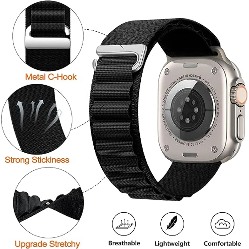Alpine Loop Bracelet for Apple Watch - Premium Strap Collection (Balck ...