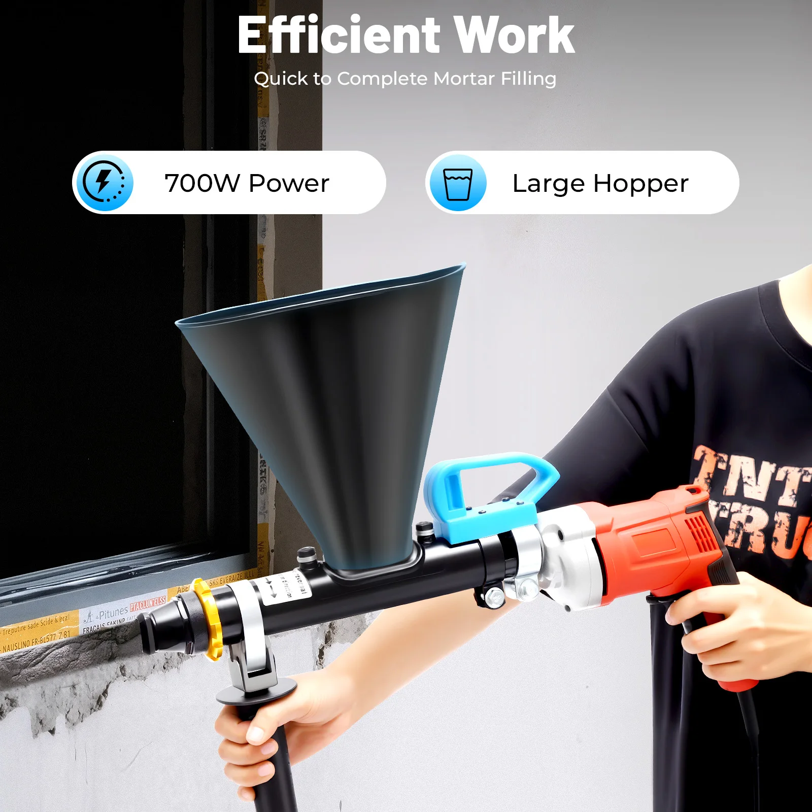 700W Electric Grouting Tool w/ Flat & Round Nozzles, Mortar Caulk Spray ...