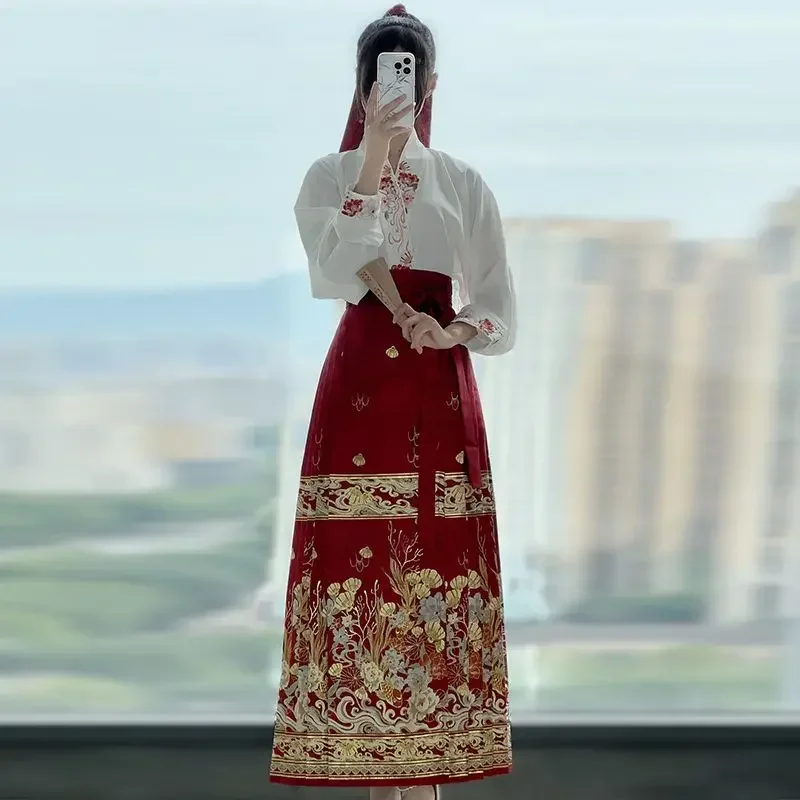 Traditional-Chinese-Hanfu-Horse-Face-Skirt-Vest-mamianqun-Short-Skirt ...