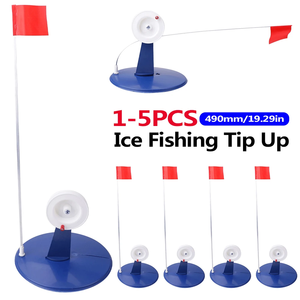 1-5PCS-Portable-Winter-Ice-Fishing-Rod-Tip-Up-With-Flag-Marker-Pole ...