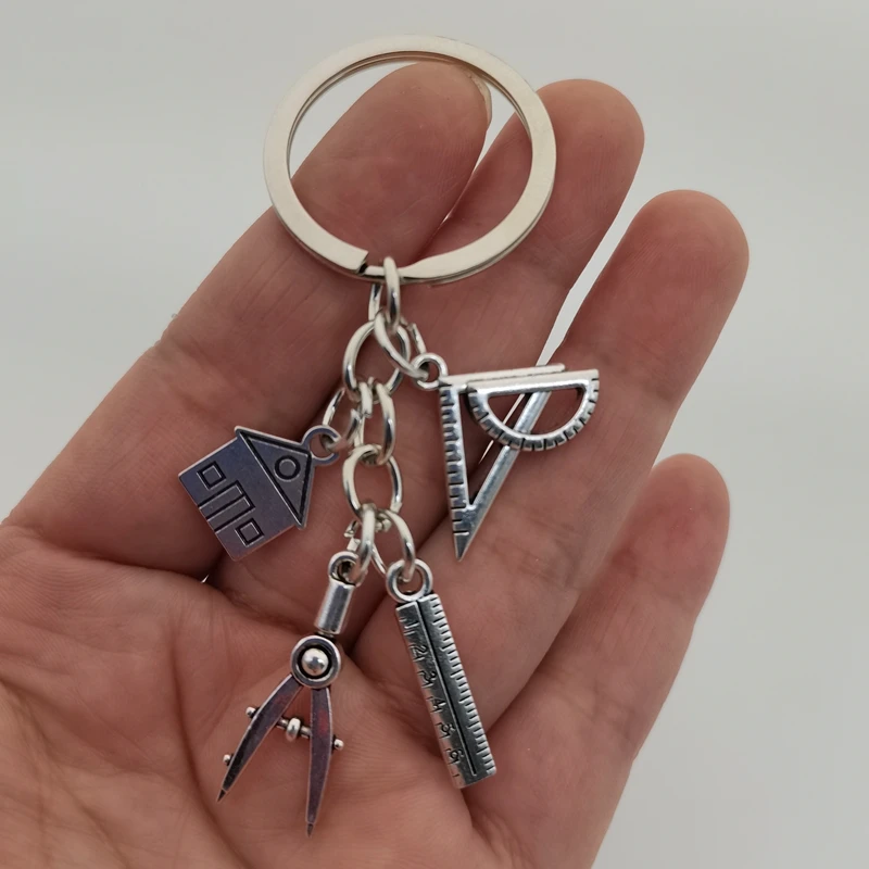 New-home-keychain-building-keychain-triangle-ruler-house-keychain ...