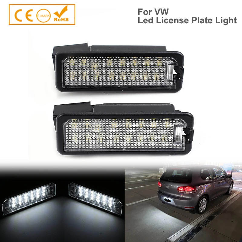 2x-12V-6000K-LED-license-Plate-Light-Lamp-For-VW-CC-Polo-6R-Golf-MK7 ...