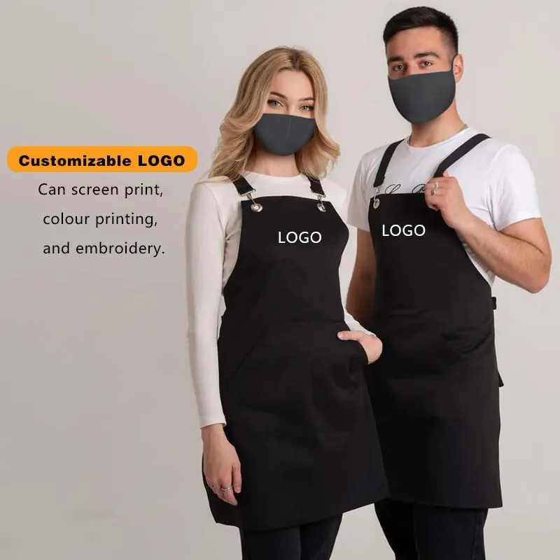 Customizable Company Logo Kitchen Aprons Unisex Chef Workwear for Grill ...