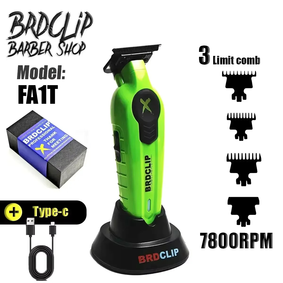 New-2024-BRDCLIP-FA1T-Green-Professional-Hair-Trimmer-Barber-Carving ...