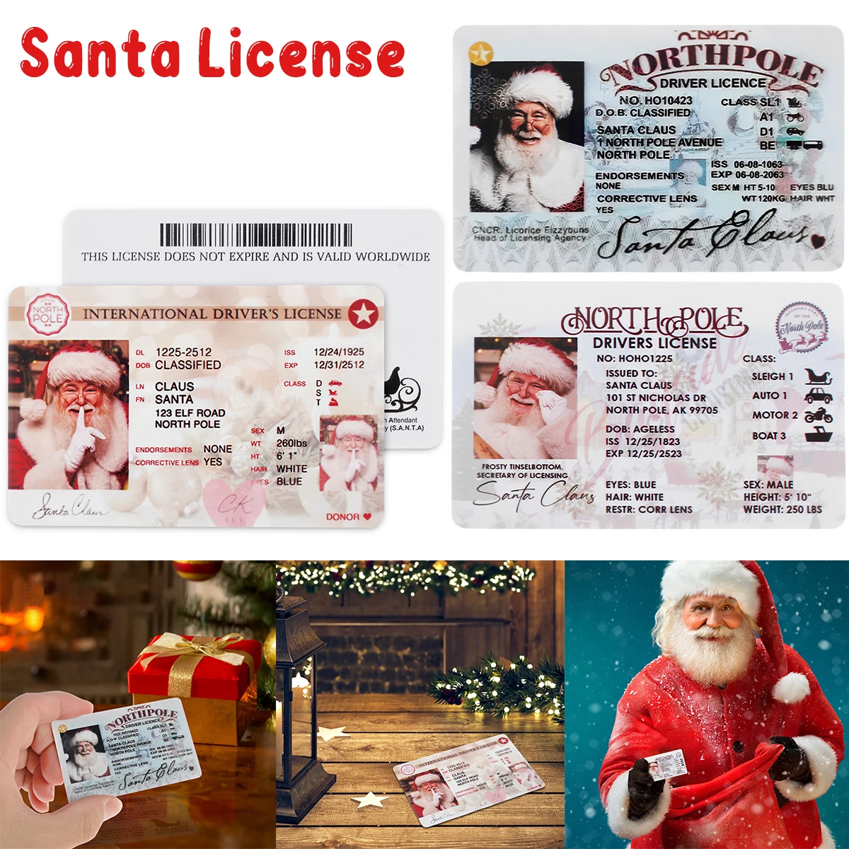 Santa Claus Driving License Realistic Christmas Lost Flight License ...