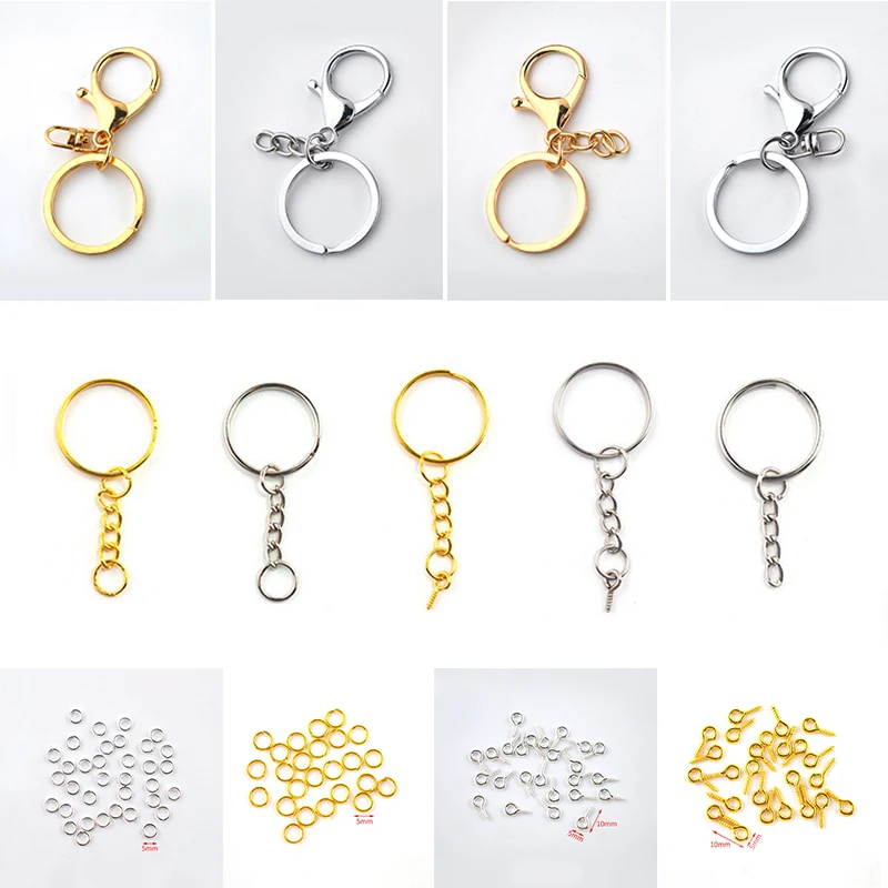 25-10-1Pcs-DIY-Key-Ring-Accessories-Silver-Plated-Metal-Keychain-Ring ...
