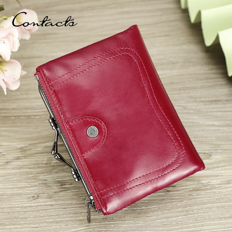 CONTACT'S Kiss Lock Wallets for Women Genuine Leather Short Fashion ...