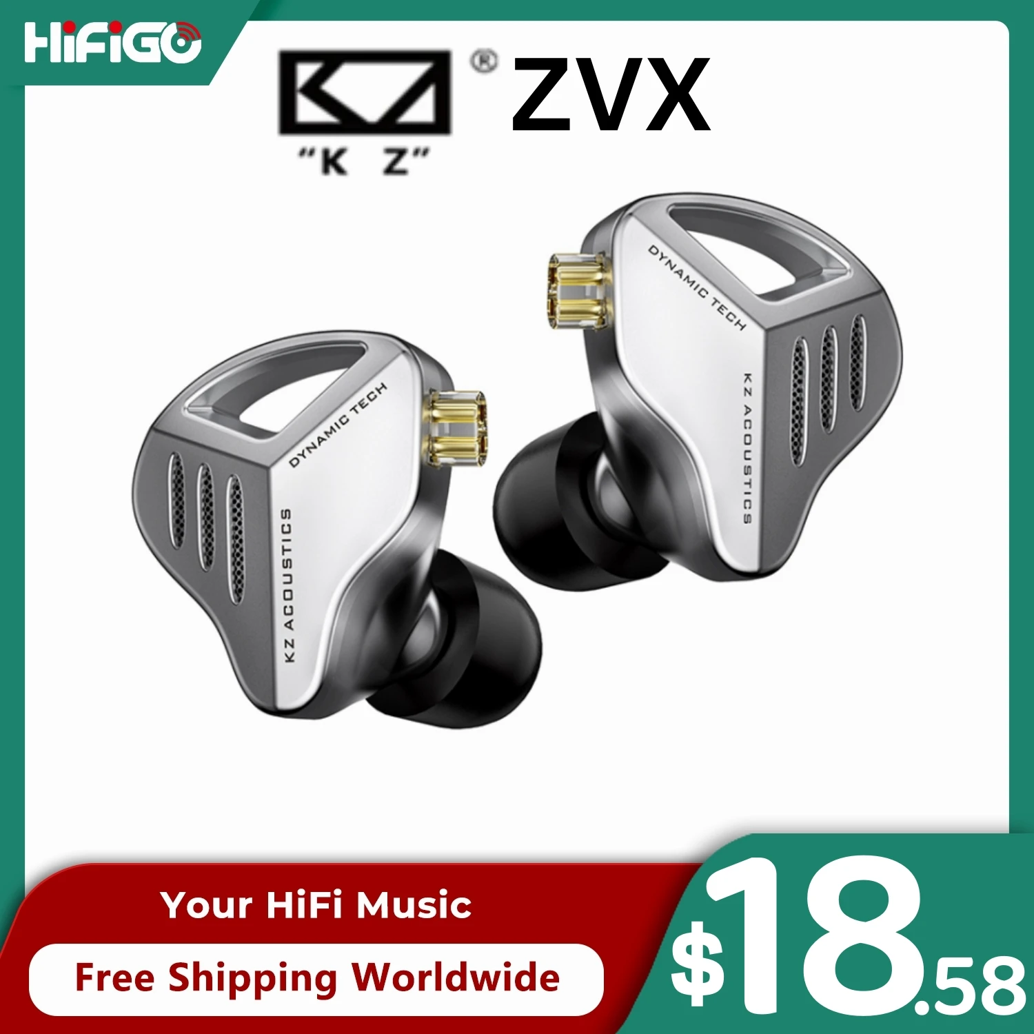 KZ ZVX 10mm Dual cavity Dynamic Driver In Ear Monitor Earphones with ...