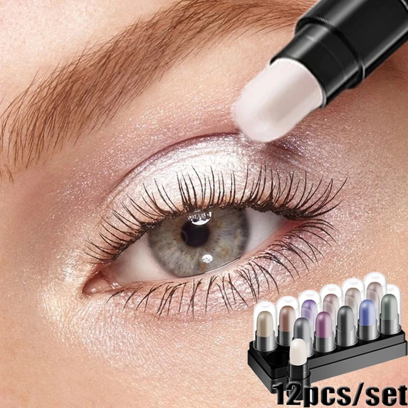 12-Colors-Pearlescent-Silkworm-Eyeshadow-Pen-Set-Waterproof-Long ...