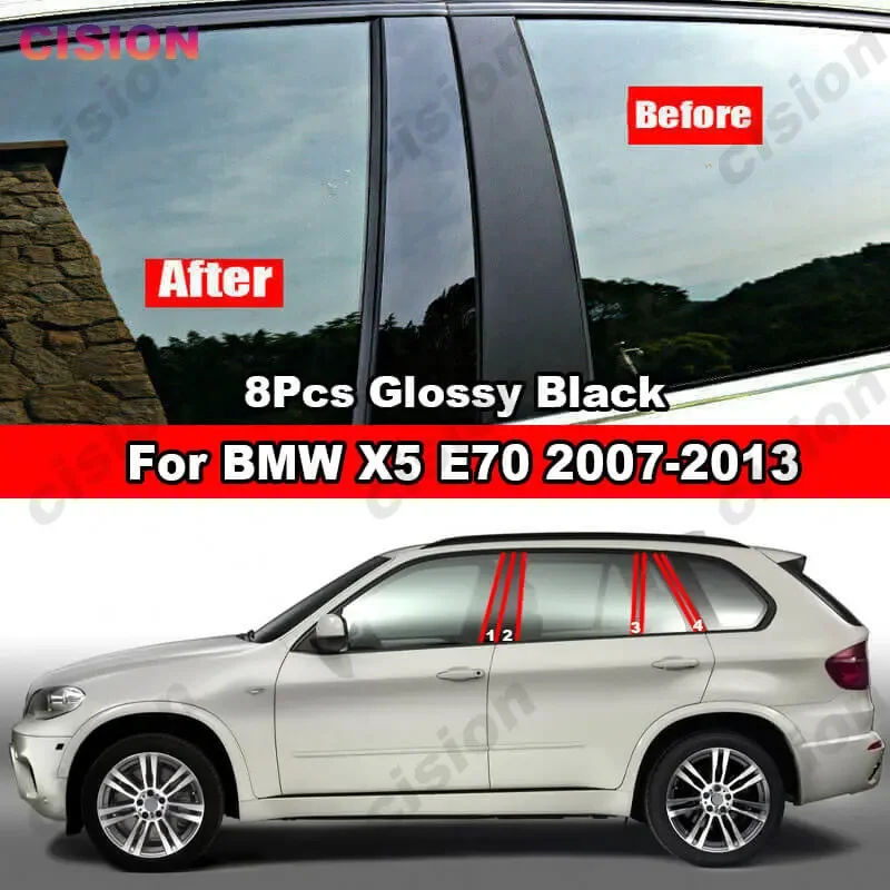 For BMW X5 E70 2007-2013 8x Car Window Door Column B C Pillar Post ...