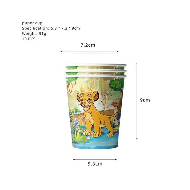 Disney Simba The Lion King Birthday Party Decorations Paper Cups Plates ...