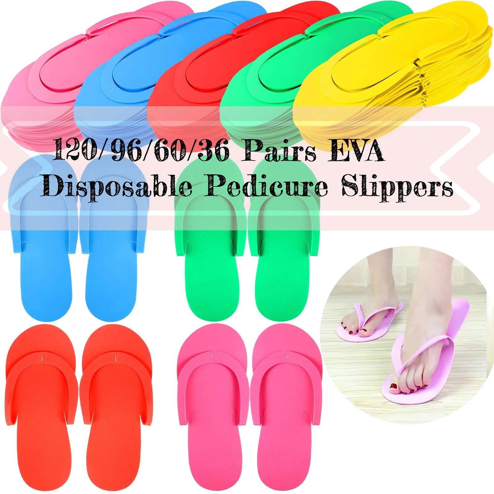 120-36 Pares de Pantuflas Desechables de EVA para Pedicura, Manicura ...
