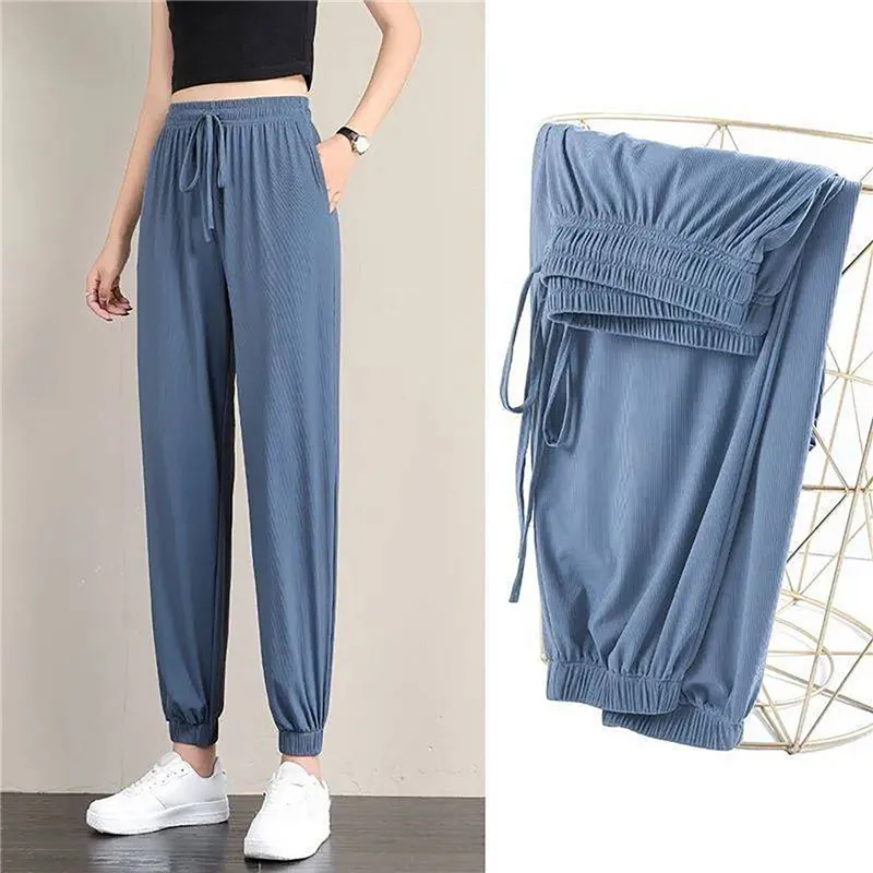 Pantalones de correr de cintura alta para mujer, ropa deportiva holgada ...