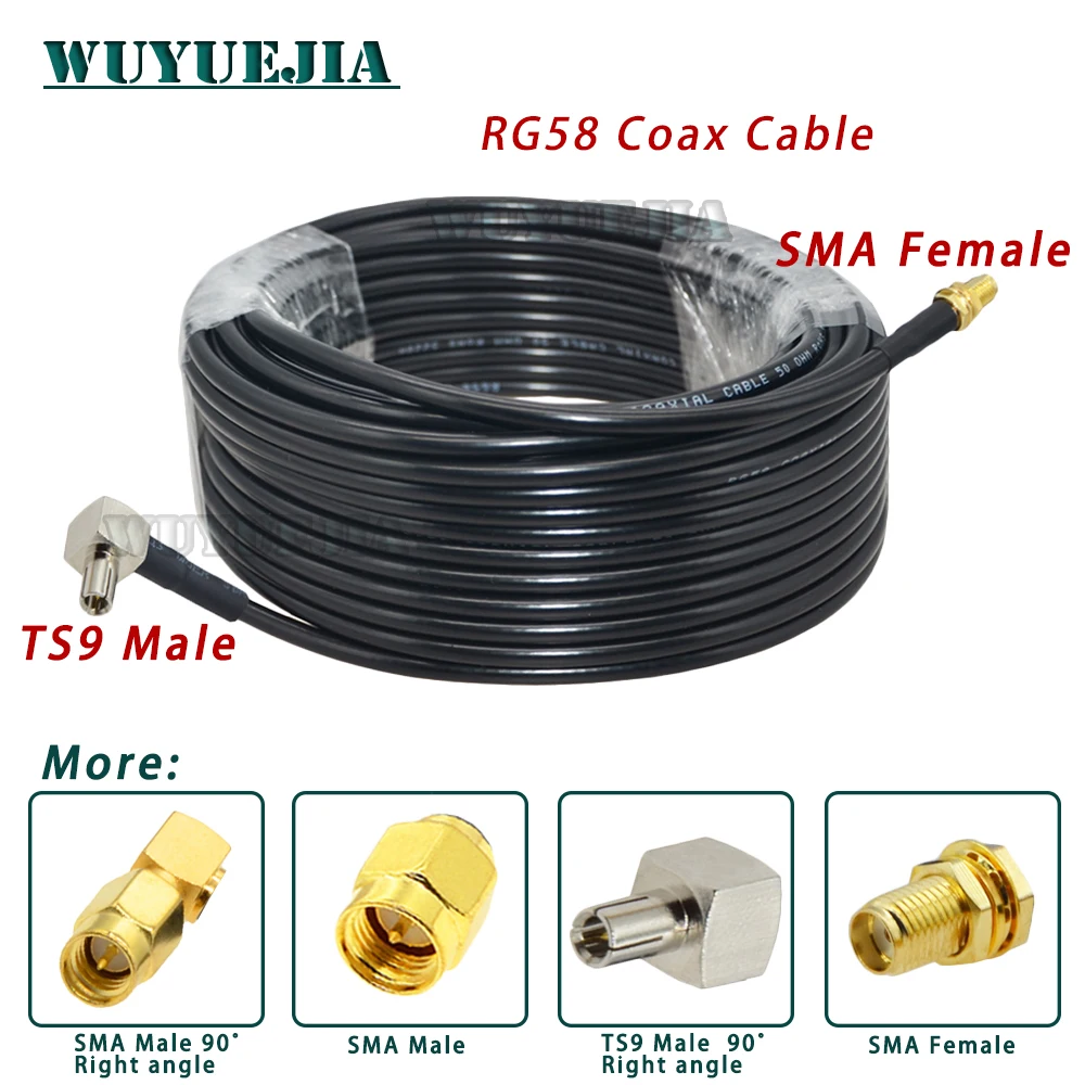 RG58 Cable SMA Male to TS9 Male Right Angle Plug SMA Female 50Ohm RF Coaxial Pigtail WIFI 3G ...