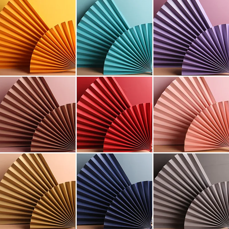 22-Solid-Color-Paper-Fan-Studio-Store-Retro-Decorations-Cosmetics ...