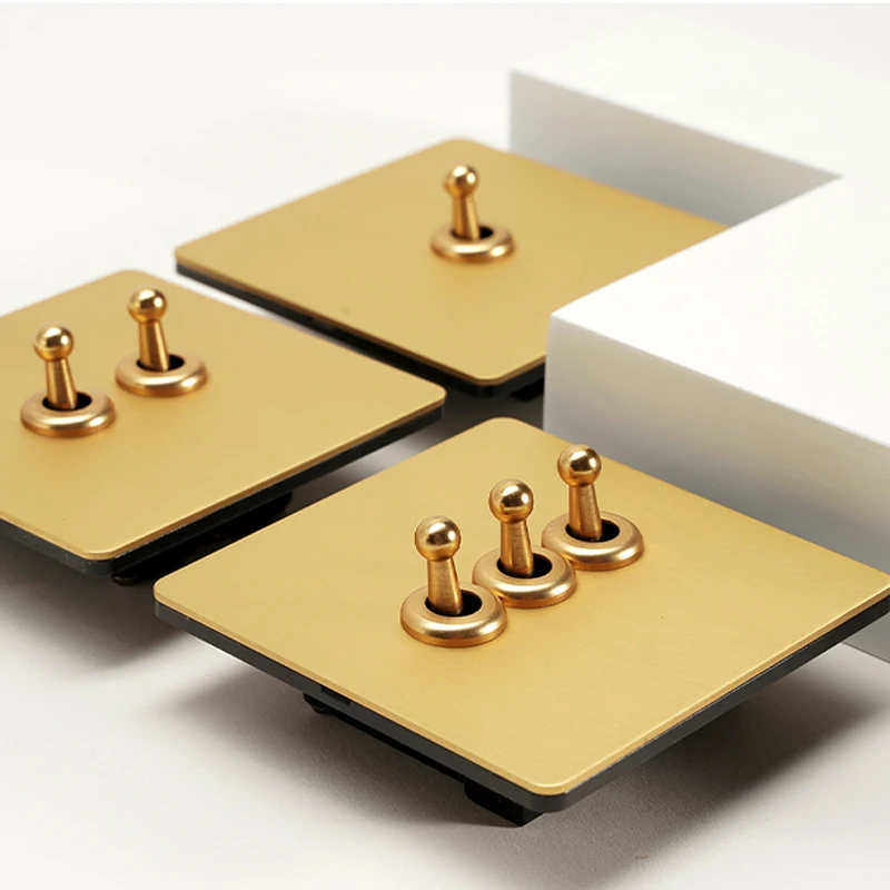 Wall-Light-Toggle-Switch-Vintage-Brass-Lever-Stainless-Steel-Panel-1-4 ...