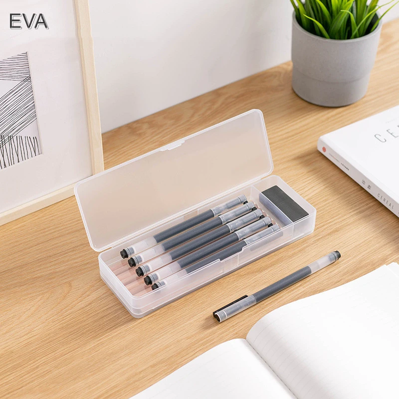 Simple Transparent Double Layer Pencil Case Frosted Plastic Pencil Pens ...