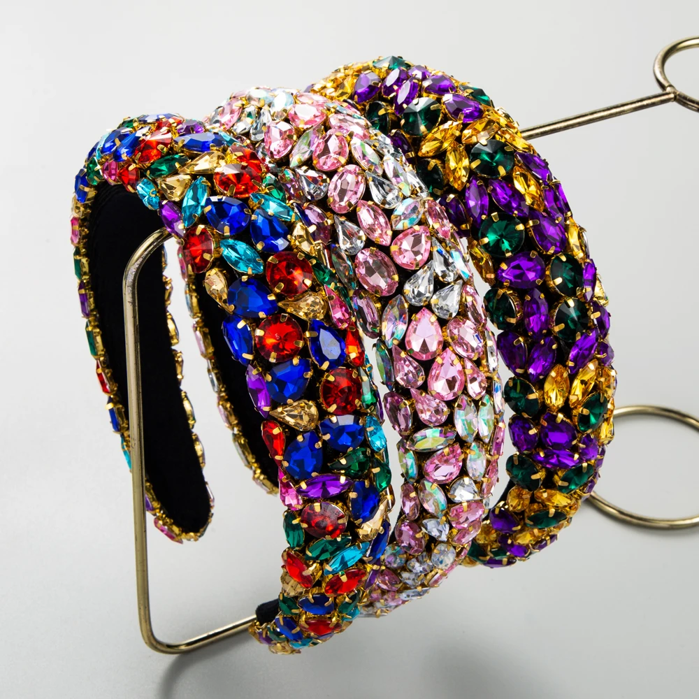 New Heavy Industry Hair Band Inlaid with Rhinestone Mesh Red Sponge ...