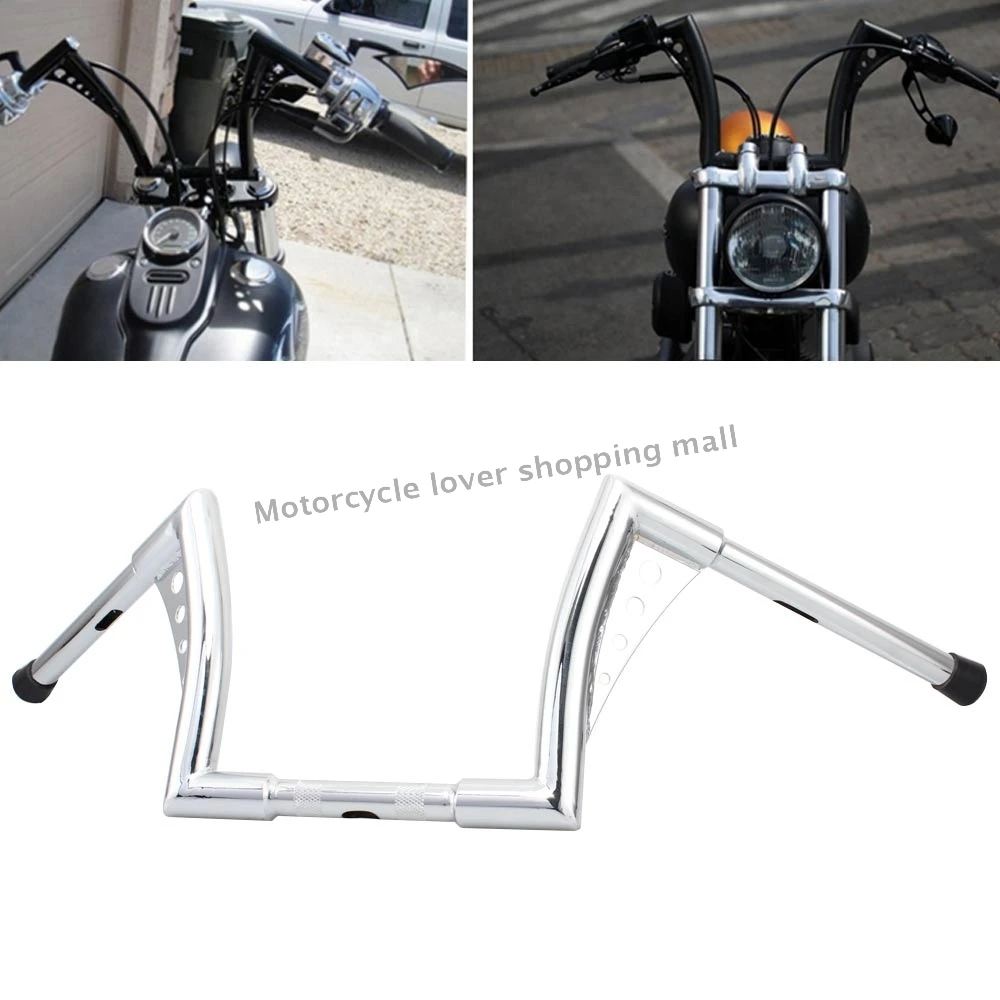 25mm-Motorcycle-Chrome-10-Rise-Ape-Hangers-Handlebar-for-Harley ...